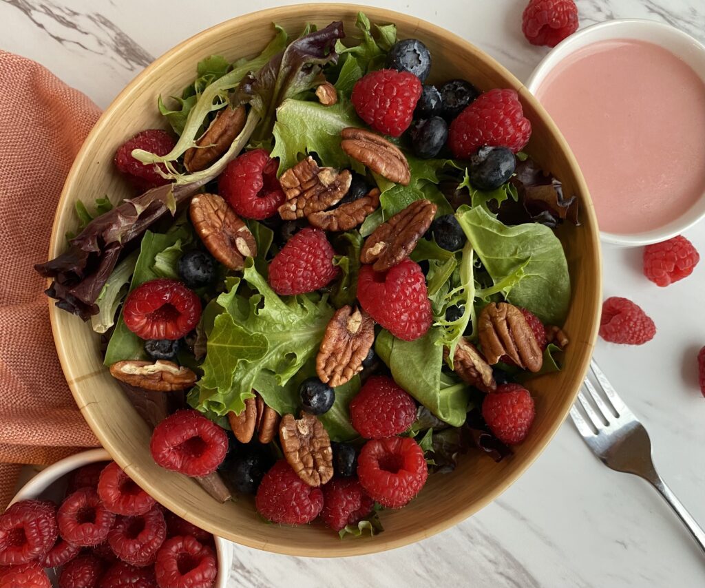 Berry Salad with an Easy Raspberry Yogurt Dressing